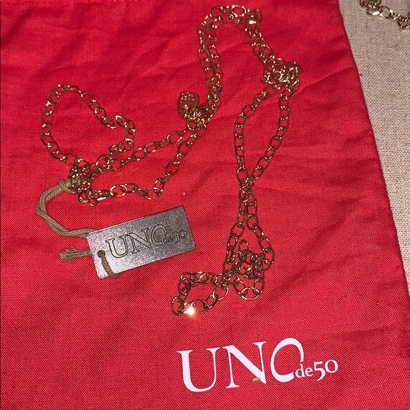 UNO de 50 | Jewelry | Nwt Uno De 5 Gold Chain W Charm 34 L | Poshmark